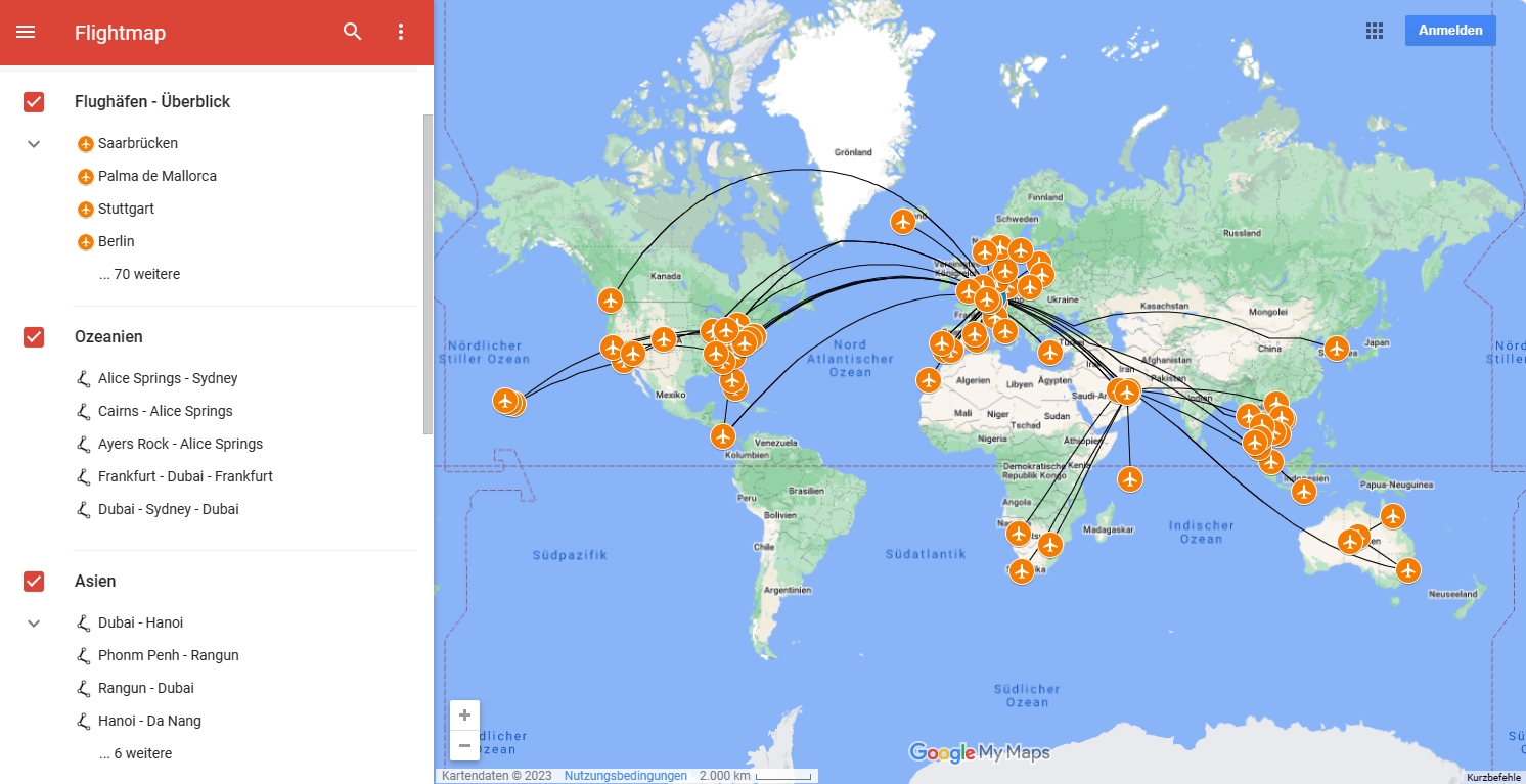 Flightmap | MeMyselfAndEye.de